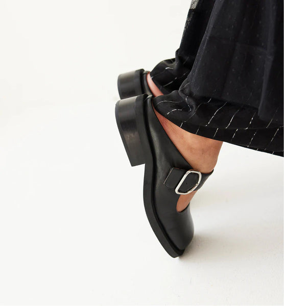 Badu Leather Square Toe Mule | Black