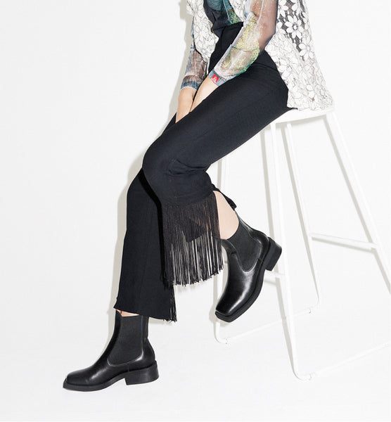 Tomorrow Square Toe Leather Chelsea Boot | Black